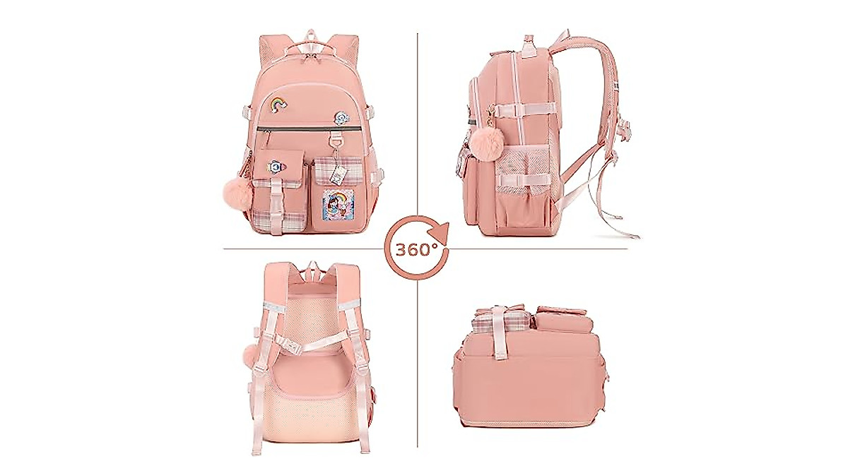 Stylish Pink School Backpack Set for Girls | Waterproof & Spacious
