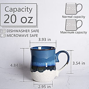 Bosmarlin Large Ceramic Coffee Mug, 20 Oz, Big Tea Cup for Office and Home, Dishwasher and Microwave Safe(20 Oz, Deep Blue)