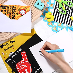 24 Sets Thank You Card for Coach Gifts Greeting Card with Envelopes and Stickers for Coach Teacher Appreciation Gift for Men Basketball Baseball Soccer Football Birthday Athlete