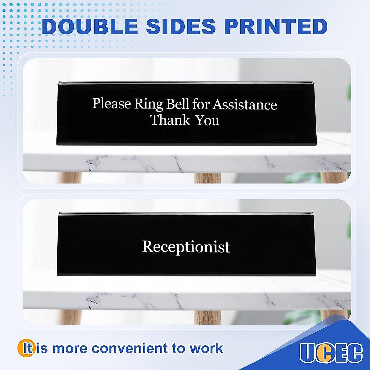 UCEC Desk Bell for Service & Reception Areas - Double-Side Ring Sign & Call Bell for Hotels, Schools, Restaurants