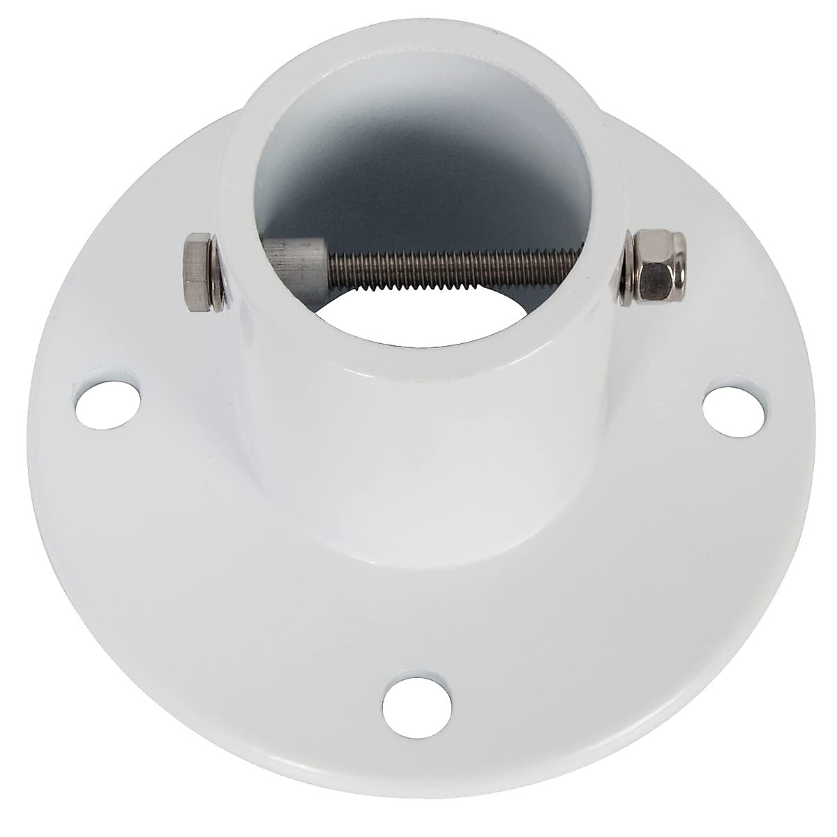 HECASA Deck Anchor Flange Cast Above Ground Pool Ladders Handrails or Slide - 1 7/8” Inch Diameter of 1.9" Aluminum White (1Pc)