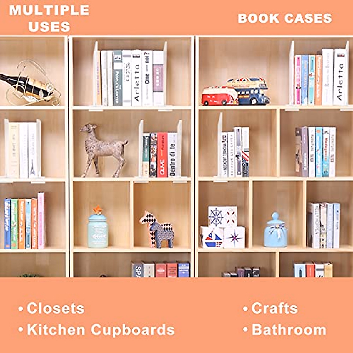 HighFree Acrylic Closet Dividers for Shelves, Clear Shelf Separators, Shelf Dividers for Closet Organization Without Drilling for Clothes,Books,Towels,Shoes
