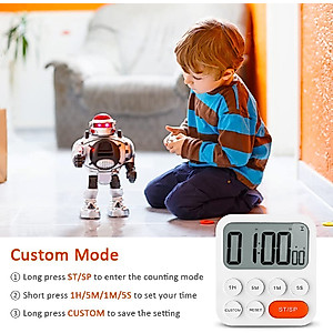 LIORQUE Kitchen Timer for Cooking, Magnetic Timer Clock with Large LCD Display, 3 Levels Volume, Shortcut Setting, Digital Timer for Kids Classroom Teacher (Battery Included)