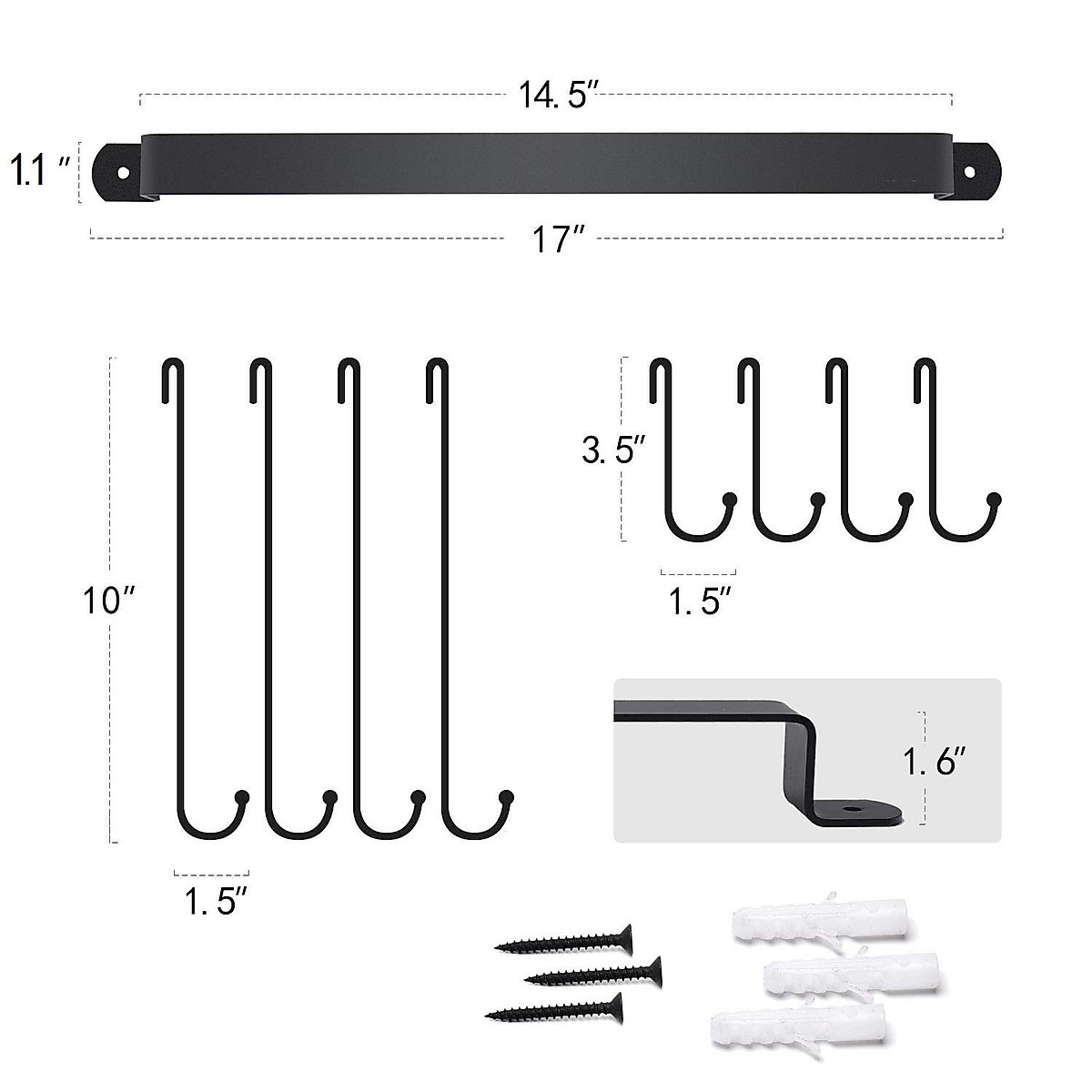 SHUNTU Coffee Cup Holder Wall Mounted - Coffee Cup Rack Mug Hooks in Kitchen Counter or Coffee Bar Station for Mug Display, Storage or Collections, Kitchen Utensils Hanger - Easy to Install
