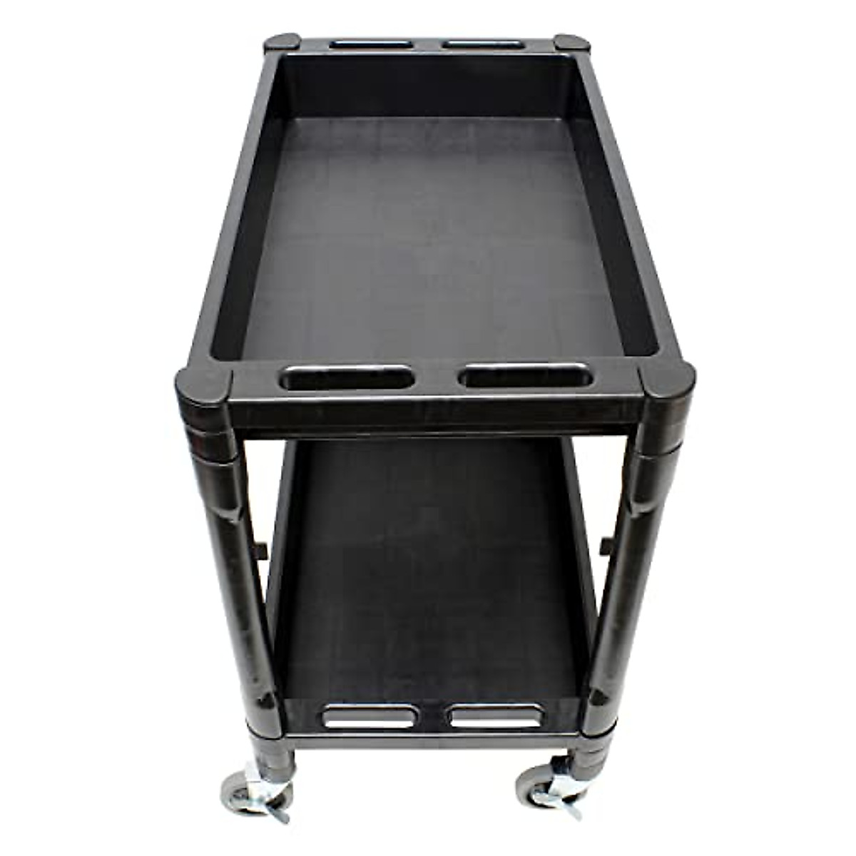 BISupply Plastic Utility Rolling Cart with Shelves Rolling Tool Cart on Wheels, Utility Service Cart Plastic Push Cart