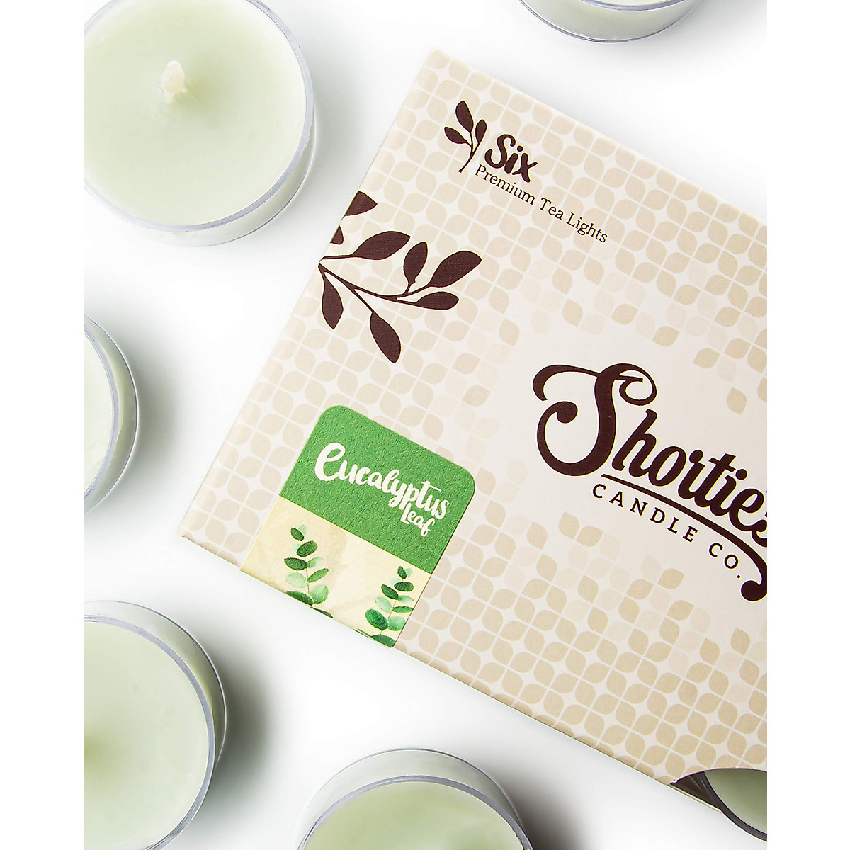 Eucalyptus Leaf Premium Tealight Candles Bulk Pack - Highly Scented with Essential & Natural Oils - 24 Green Tea Lights - Beautiful Candlelight - Made in The USA - Fresh & Clean Collection