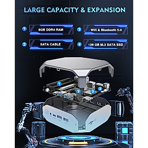 ATOPNUC Mini PC Windows 10 Pro, AMD A9-9400 APU(up to 3.2Ghz) Desktop Computer 8GB RAM 128GB SSD, Micro Suppport 4K Dual Screen Display/WiFi 5/BT5.0/Auto Power On for Business Home Office