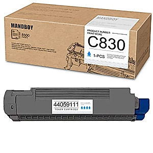 MANDBOY Compatible Replacement for OKI C830 44059111 Toner-Cartridge (Cyan), Work with Data C830dn C830dtn C830n Printer Cartridge, 1-Pack