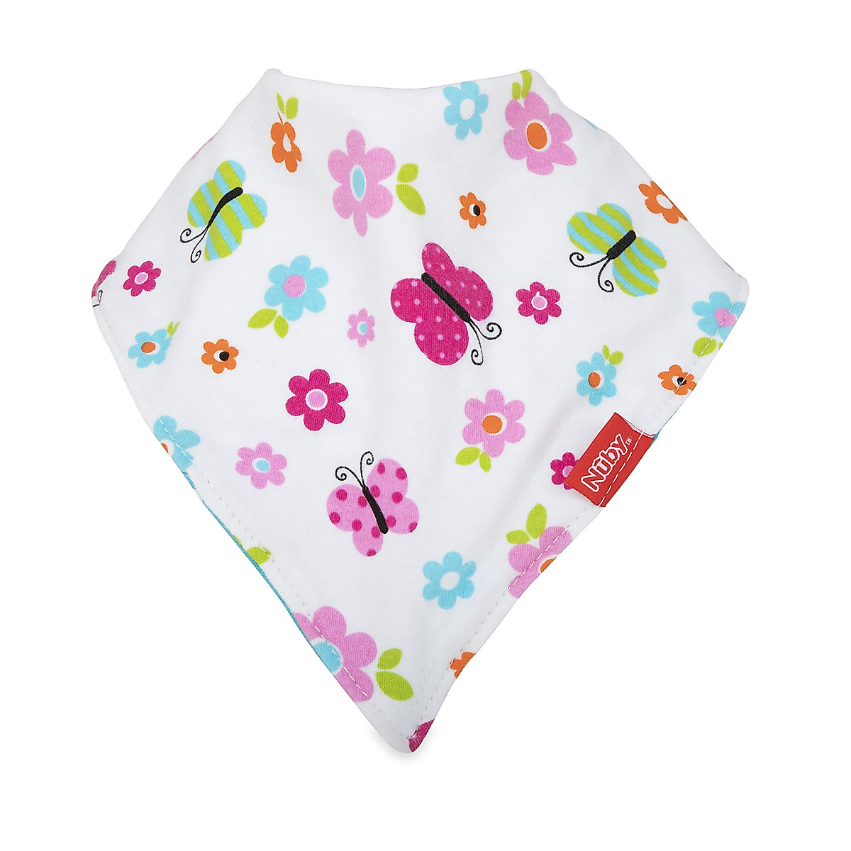 Nuby 2-pk Dribble Catcher Bandana bibs, Super Absorbent Drool Bib with Soft Comfort Neckline, Girl