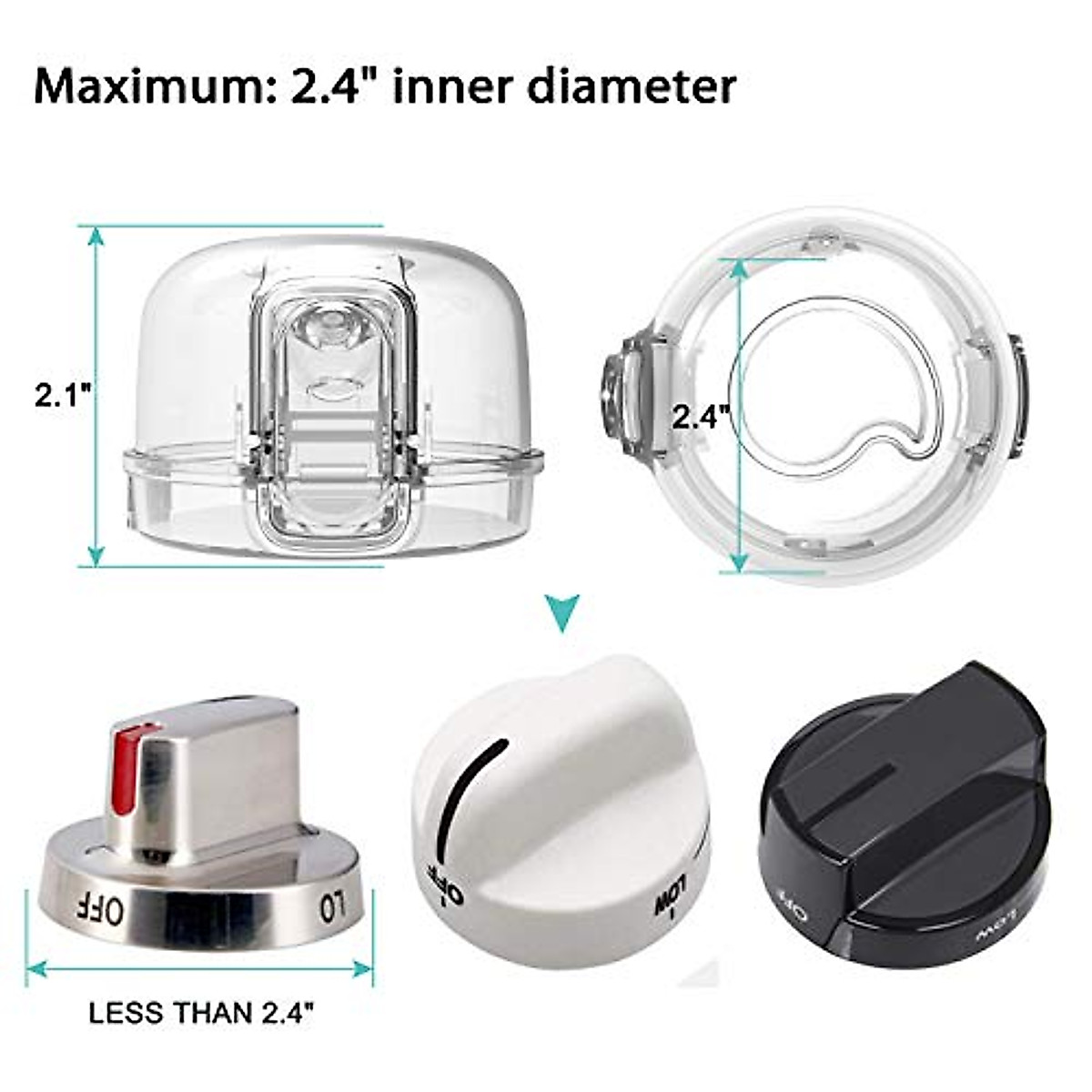 Stove Knob Covers for Child Safety (5 + 1 Pack) Double-Key Design and Upgraded Universal Size Gas Knob Covers Clear View Childproof Oven Knob Covers for Kids, Babies (Clear)