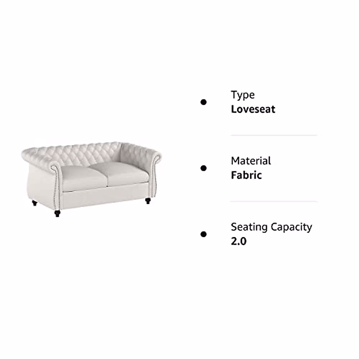 Christopher Knight Home Karen Traditional Chesterfield Loveseat Sofa, Beige and Dark Brown, 61.75 x 33.75 x 27.75