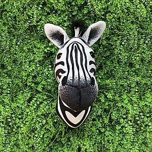 WOKI Jungle Zebra Stuffed Animal Heads for Wall Nursery Room Mount Charmers Fantasy Wall Decoration Hanging Girls Children Room