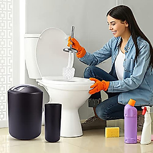 SLDIYWOW Bathroom Accessories Set, 8-Piece Plastic Gift Set with Toothbrush Holder, Toothbrush Cup, Soap Dispenser, Soap Dish, Toilet Brush Holder, Trash Can and Qtip Holders (Bronze)