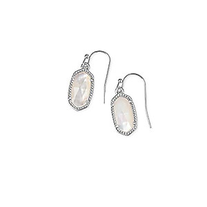 Kendra Scott Lee Drop Earrings for Women, Fashion Jewelry, Rhodium-Plated, Ivory Mother of Pearl
