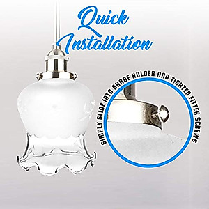OhLectric Frosted Glass Lamp Shade - Hand Blown Etched Light Shade - Etched Grape Design - Features 1-5/8-Inch Fitter - Replacement Shade for Outdated Or Broken Glassware - Easy to Fix - OL-39162