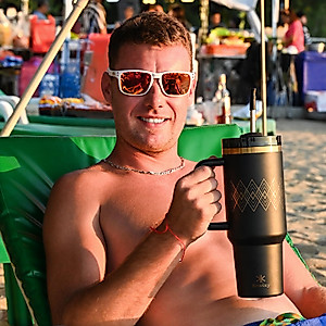 KEWIXY 40 oz Tumbler With Handle and Straw, Gloss Insulated Travel Tumbler, Fits in Cup Holder, Travel Coffee Mug with Lid, Included Leak Proof Straw Cover -Diamondburst