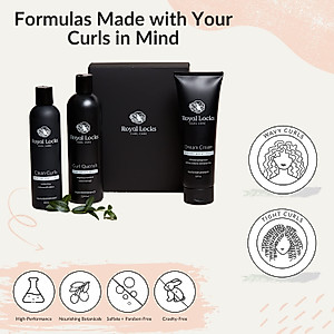 Royal Locks Wave Essentials Set | Clean Curls Shampoo, Curl Quench Conditioner, Dream Cream Curl Cream | Cleanses, Conditions, and Enhances Volume + Tames Frizz (7.5 fl oz, 12 fl oz, 8.5 fl oz)