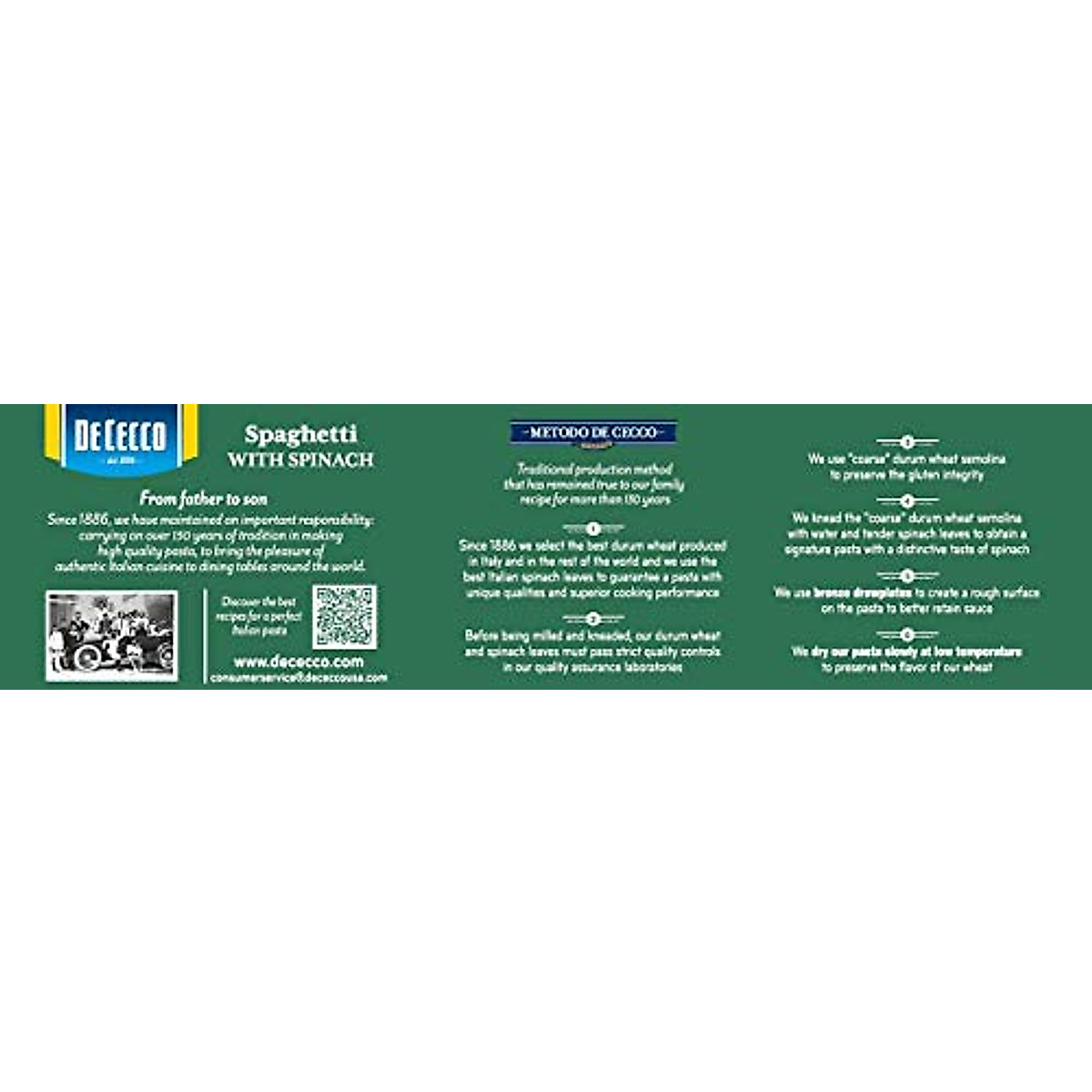 De Cecco Pasta, Spaghetti with Spinach, 12 Ounce (Pack of 12)