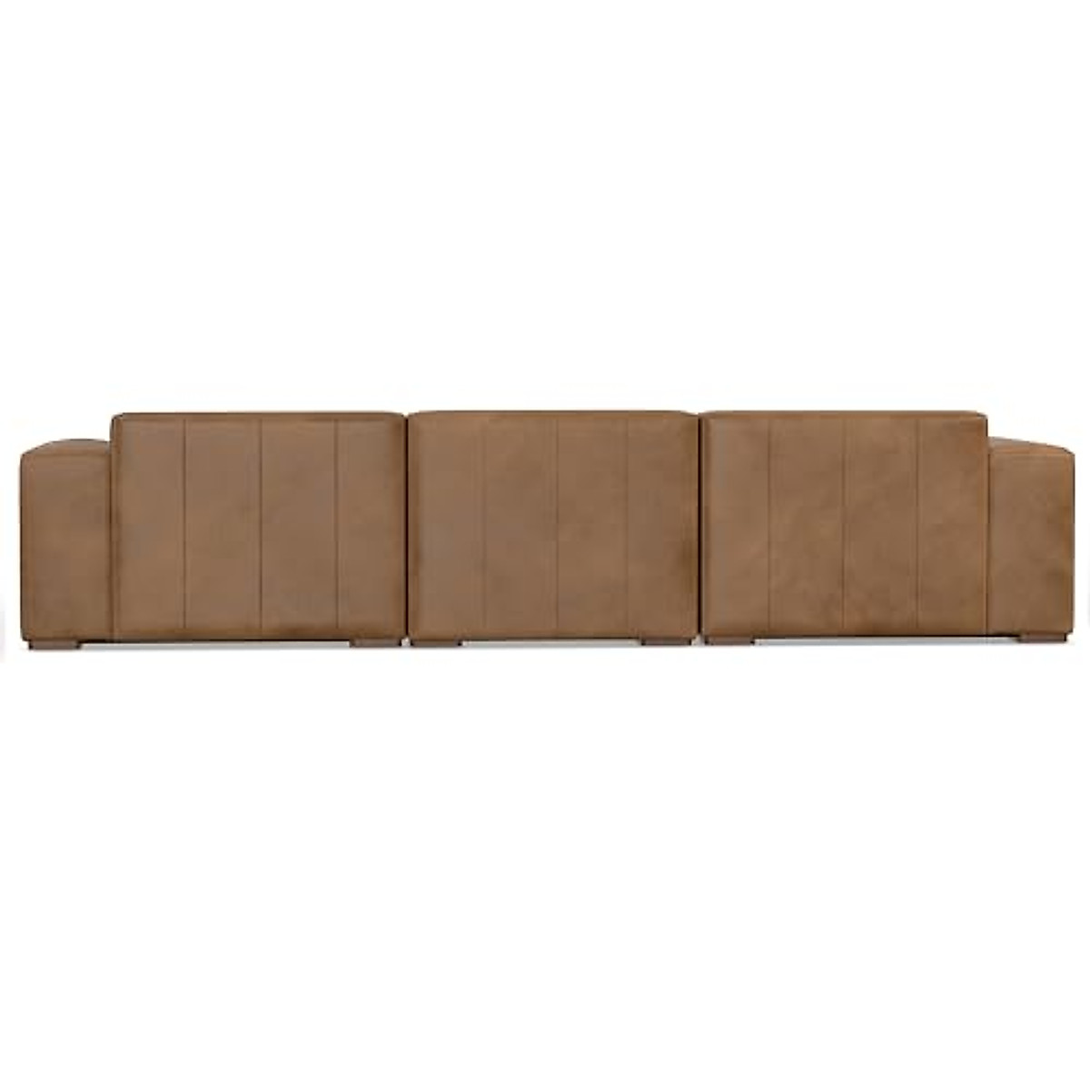 SIMPLIHOME Rex Left-Facing Modular Sectional Sofa in Full-Grain Genuine Leather, Caramel Brown, 122-inches Wide, Handcrafted Modern-Style 4-Seater L-Shaped Leather Couch with Left Chaise