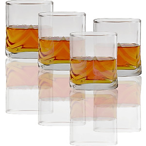 Circleware CG Scoiety Heritage Heavy Base Whiskey Glass Drinking Glasses, Set of 4, Glassware for Water, Juice, Beer Bar Liquor Dining Decor Beverage Cups Gifts, 11.25 oz, Heritage DOF