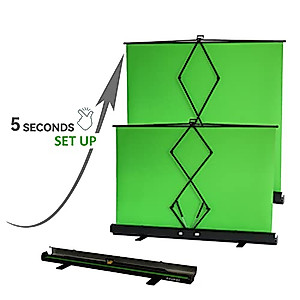 【Wider Style】 RAUBAY 78.7in x 74.8in Large Collapsible Green Screen Backdrop Portable Retractable Chroma Key Panel Photo Background with Stand for Video Conference, Photographic Studio, Streaming