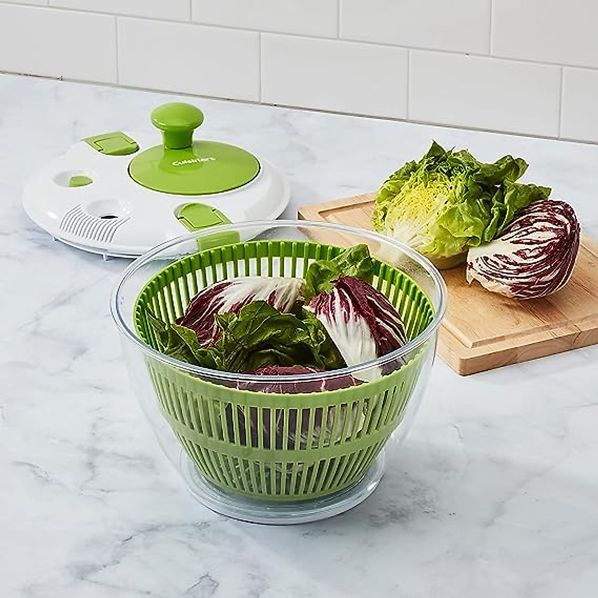 Cuisinart Large Spin Stop Salad Spinner- Wash, Spin & Dry Salad Greens, Fruits & Vegetables, 5qt, CTG-00-SAS1