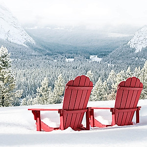 Adirondack Chair Weather Resistant , Hard Plastic Adirondack Chair with Cup Holder, Comfortable Easy to Assemble and Maintain, Outdoor Chair for Patio, Backyard Deck, Fire Pit & Lawn Porch - Red