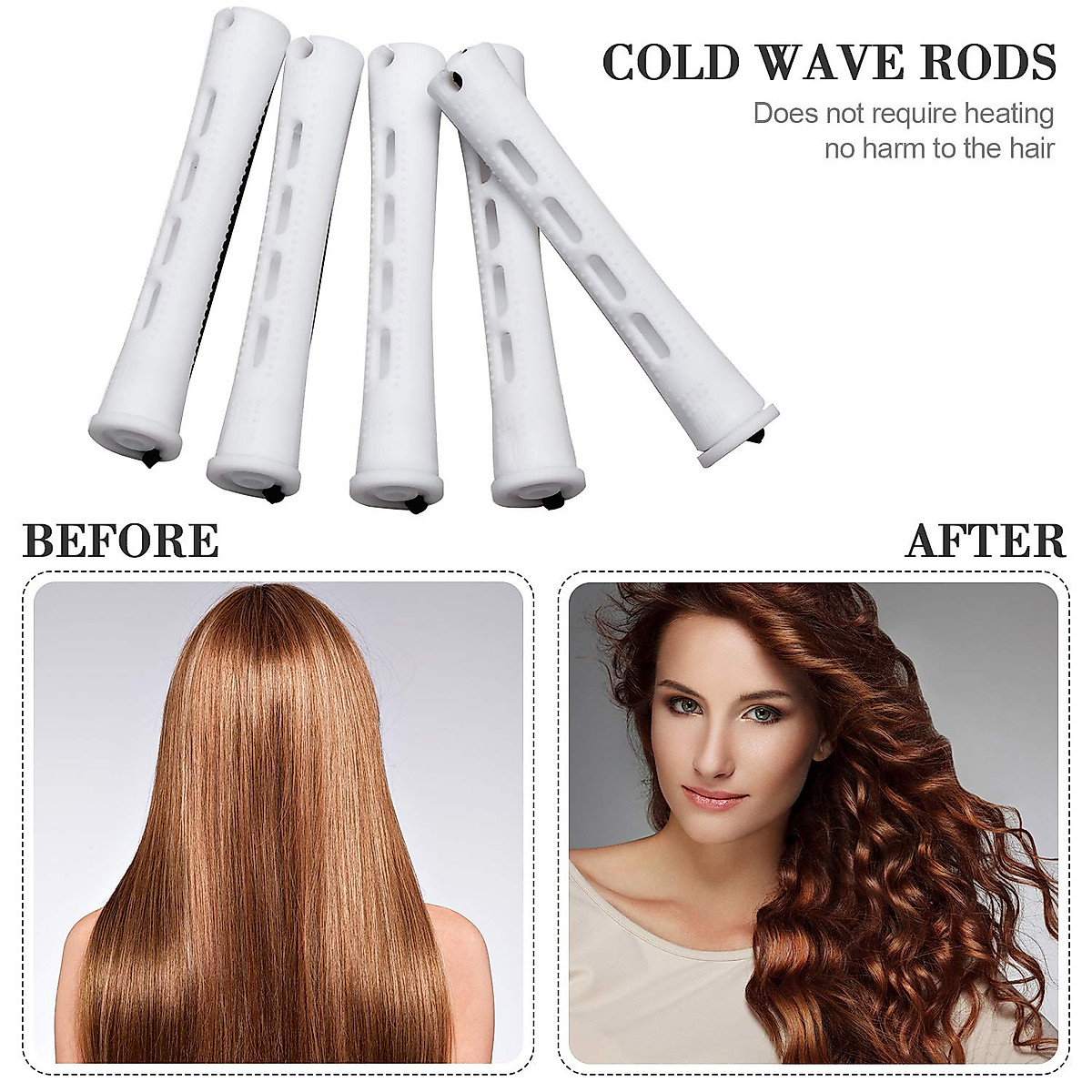 WILLBOND Hair Styling Kit: 48 Hair Perm Rods Plastic Cold Wave Rods, 2 Steel Pintail Combs, 350 Perm Papers, 6 Duck Bill Clips for Hairdressing Styling(White)