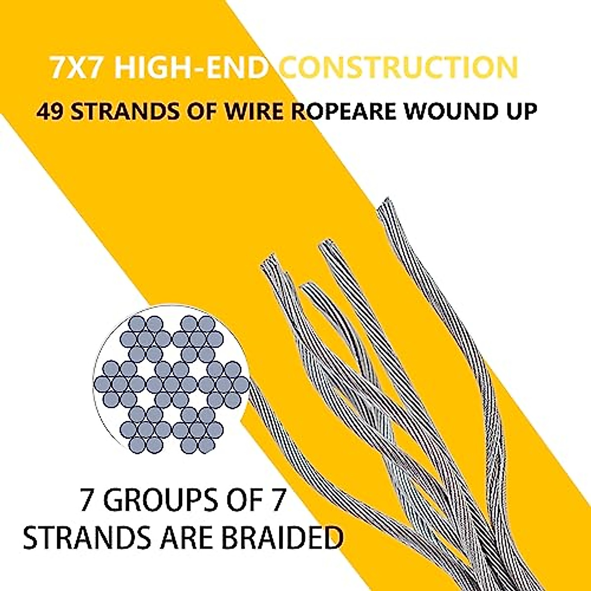 RECTOO 200ft 1/8" Stainless Steel Cable with Cable Cutters, 7x7 Strands Stainless Steel Wire Rope Construction, Wire Rope Aircraft Cable for Deck Railing Stair Handrail Balusters Porch Fence