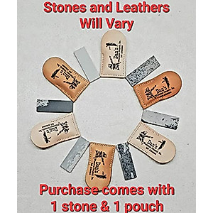 Genuine Arkansas Soft (Medium) Pocket Knife Sharpening Stone Whetstone 3" x 1" x 1/4" in Leather Pouch MAP-13A-L