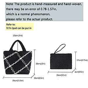 Fashion Hobo Bag Handmade Woven Casual Female Handbag Large Capacity Neoprene Tote Bag Patchwork Women Shoulder Bags (White brown)