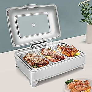 KOLHGNSE Food Warmers for Parties Buffets Electric, Commercia Stainless Steel Buffet Server and Warming Tray Chafing Dish Buffet Set for Banquet (3 Pans)