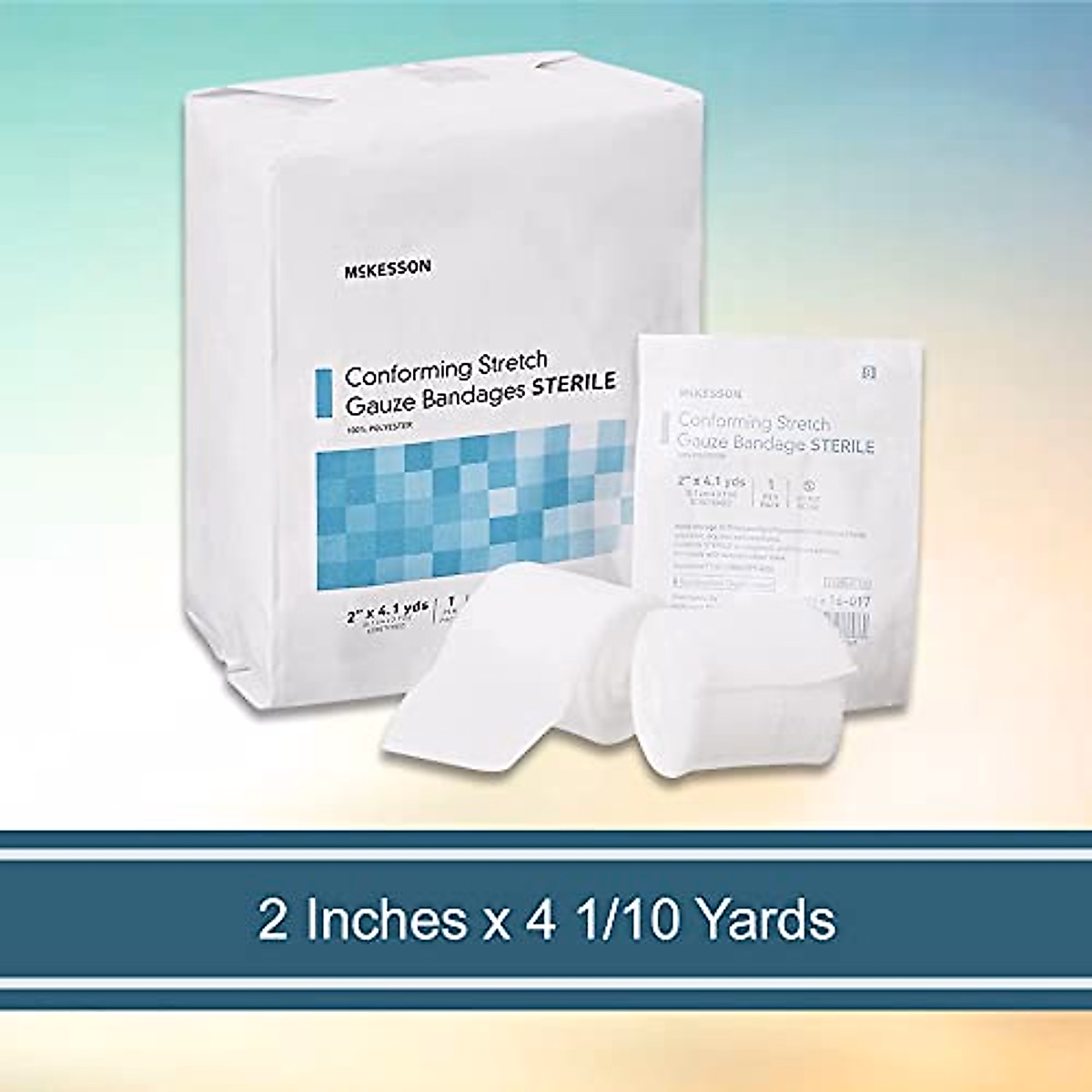 McKesson Conforming Stretch Gauze Bandages, Sterile, 2 in x 4 1/10 yd, 12 Count