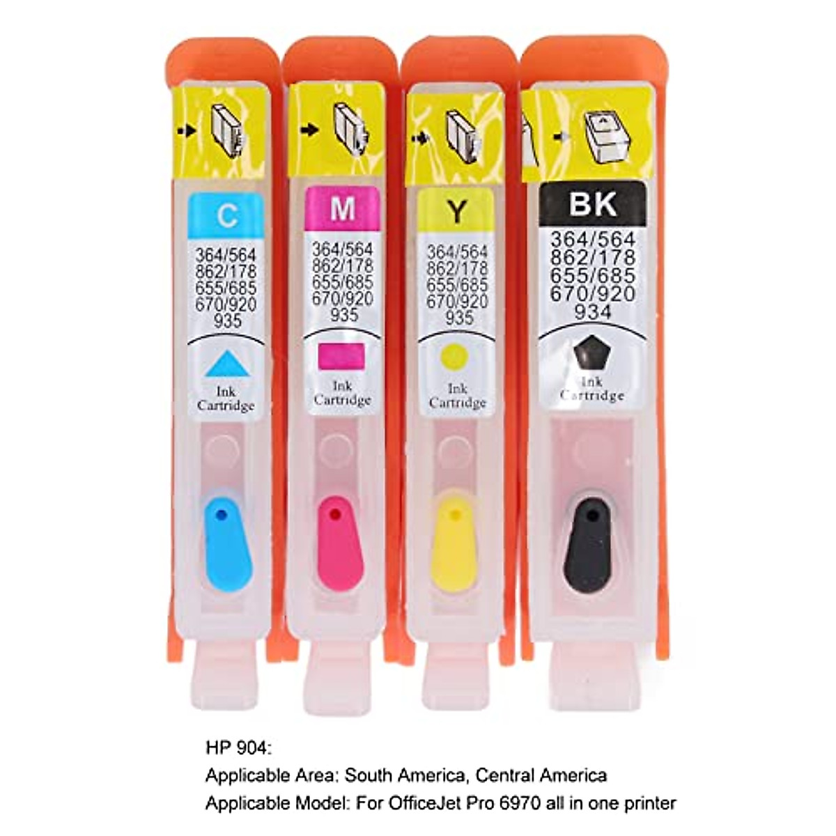 Fafeicy 4PCS Ink Cartridge,Permanent Chip Replacement Refill Ink Cartridge PP for Office (HP 904)