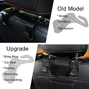 Gseigvee Car Back Seat Headrest Hooks 2 Pack,Car Hook for Purses and Bags, Bling Car Interior Accessories Multi-Color