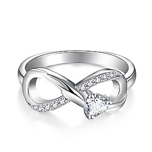 STARCHENIE Infinity Promise Ring 925 Sterling Silver Angel Wings Heart Ring for Women Size 7