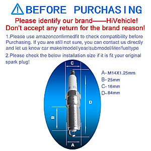 HiVehicle V7420 Iridium Spark Plug – Replacement of #6509 LTR6IX-11,4 Pack
