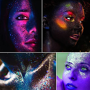 Wismee Glow in The Dark Body Face Glitter Gel, 6 Colors Chunky Holographic Body Glitter Makeup for Body, Face, Hair, Eyeshadow, Glitter for Halloween, Resin, Tumblers, Craft, Cosmetic & Nail Art