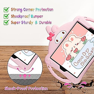 JAKPAK for iPad 5th Generation Case Kids iPad 6th Gen iPad Air 2/Pro Case with Screen Protector Lanyard for Girls,Soft Silicone iPad Cover with Handle Kickstand for iPad 9.7 inch