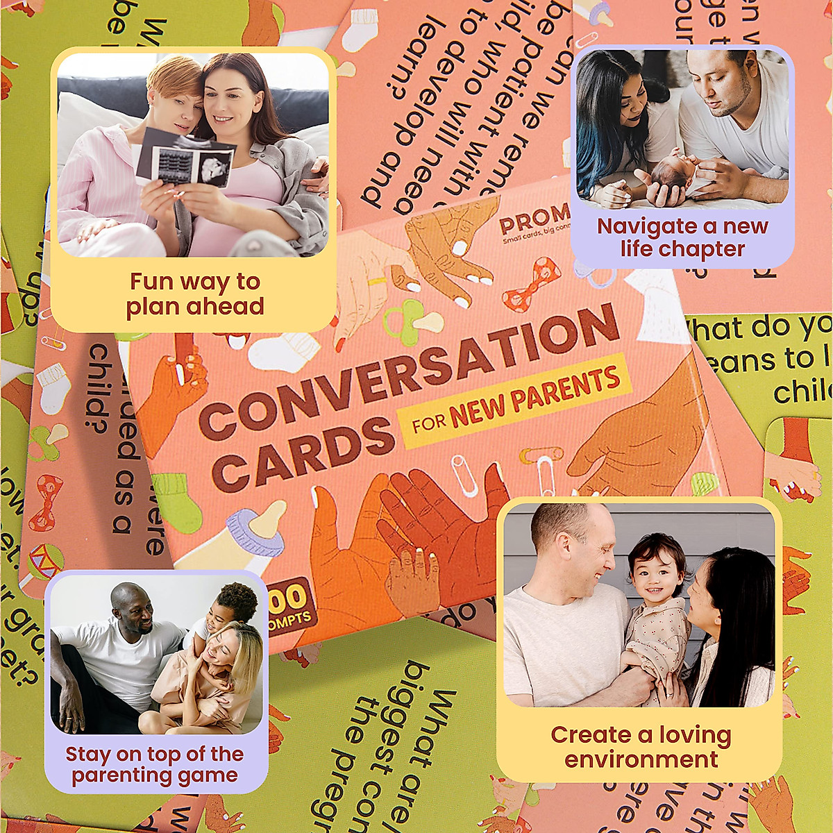 400 Conversation Cards for New Parents - Fun Questions to Connect and Talk About Parenting Essentials – Gift for New Mom Gifts for New Dad - Conversation Starters for Couples Gifts