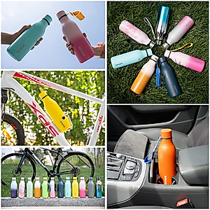 BJPKPK Insulated Water Bottles, 18 oz Stainless Steel Metal Water Bottle with Strap, BPA Free Leak Proof Thermos, Mugs, Flasks, Reusable Water Bottle for Sports & Travel, Orange