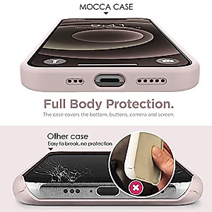 MOCCA Compatible with iPhone 12 Pro Max Phone Case 6.7 inch with Ring Kickstand | Super Soft Microfiber Lining | Anti-Scratch Full-Body Shockproof Protective Case for iPhone 12 Pro Max - Pink Sand