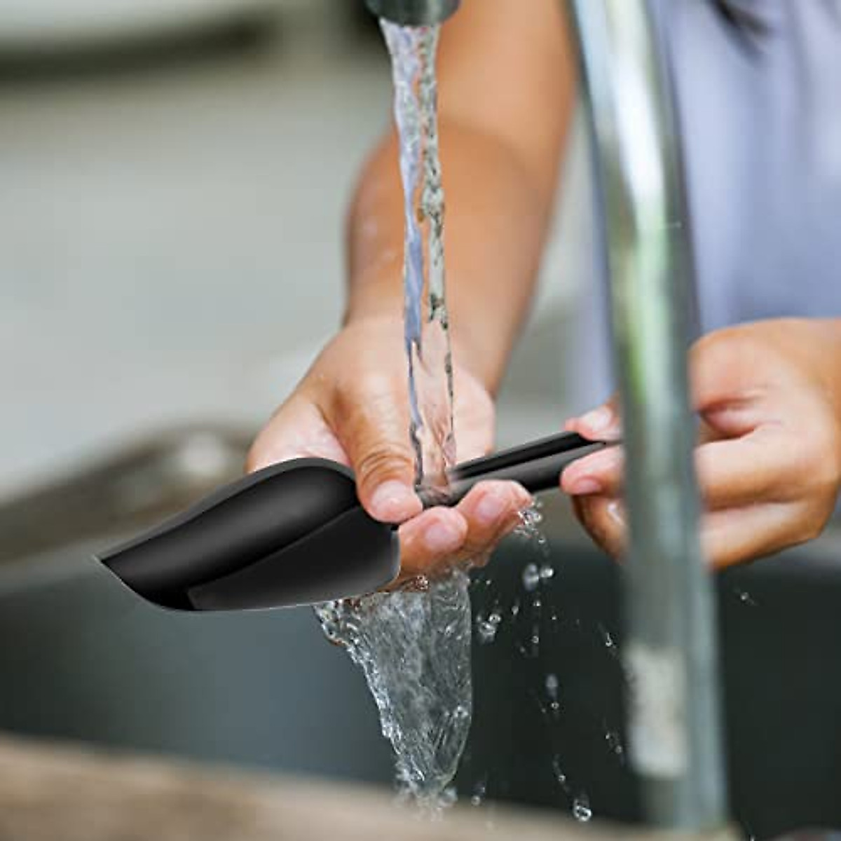 3OZ Mini Scoop Set of 2, P&P CHEF Stainless Steel Small Candy Sweet Ice Cube Scoop for Home Bar Buffet Wedding, Canisters Scoops, Easy Clean & Durable - Black