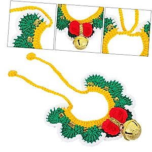 HONMEET 1pc Pet Woven Collar Ornament Ties Puppy Outfits Knitting Ornament Cat Knitted Scarf Cat Bandana Dogs Bell Bandanas Knitted Collar for Dog Cat Scarf Collar Pet Costume Accessory