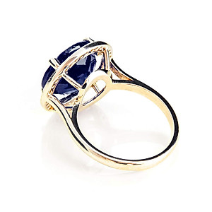 Galaxy Gold GG 14k. SOLID GOLD RING HALO DESIGN WITH NATURAL DIAMONDS & SAPPHIRE