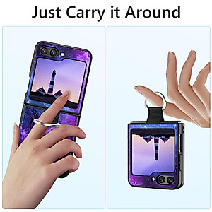 GUAGUA Compatible with Samsung Galaxy Z Flip 5 5G Case 6.7 Inch Glow in The Dark, Noctilucent Luminous Space Nebula Slim Fit Cover Protective Anti Scratch Phone Case for Galaxy Z Flip5, Blue Nebula
