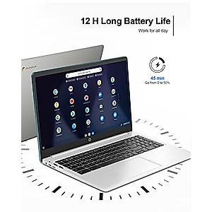 hp Chromebook Laptop for Student & Business, 15.6" HD Display, 8GB RAM, 320GB Storage (64GB eMMC+256GB MSD Card), Quad-Core Intel Pentium N200, Long Battery Life, WiFi, UHD Graphics, Chrome OS