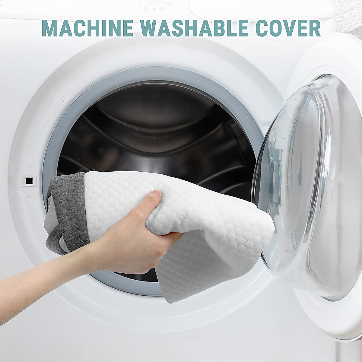 Wedge Pillow with Foam Top for Sleeping,Reading and Rest, 8 Inch Elevated Support Triangle Bed Pillow for Legs and Back Support with Washable Cover