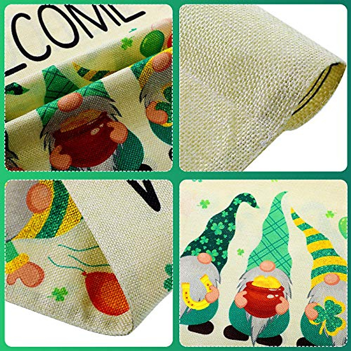 Boao St Patrick's Day Garden Flag Welcome Gnome Garden Flag Double Sided Shamrock Yard Flag Holiday Decorative Garden Flag for St Patrick's Day Indoor Outdoor Decoration, 12.5 x 18 Inches