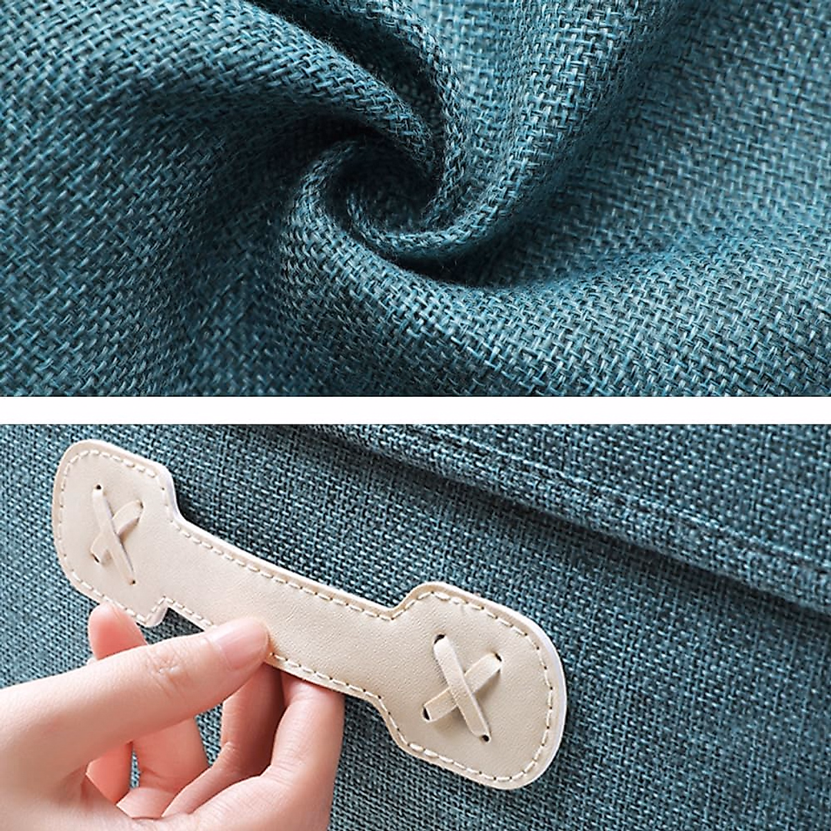 Molizhi Foldable Storage Box with Lid Cotton and Linen Storage Box with Lid Cube Clothes Storage Box Bedroom Closet Storage Box with Lid Handle Storage Box (Green, 35 * 28 * 18CM)